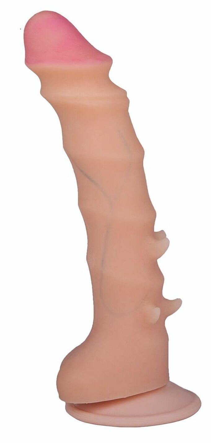 Фаллоимитатор REAL Standard 21 см, телесный, с шипами для стимуляции