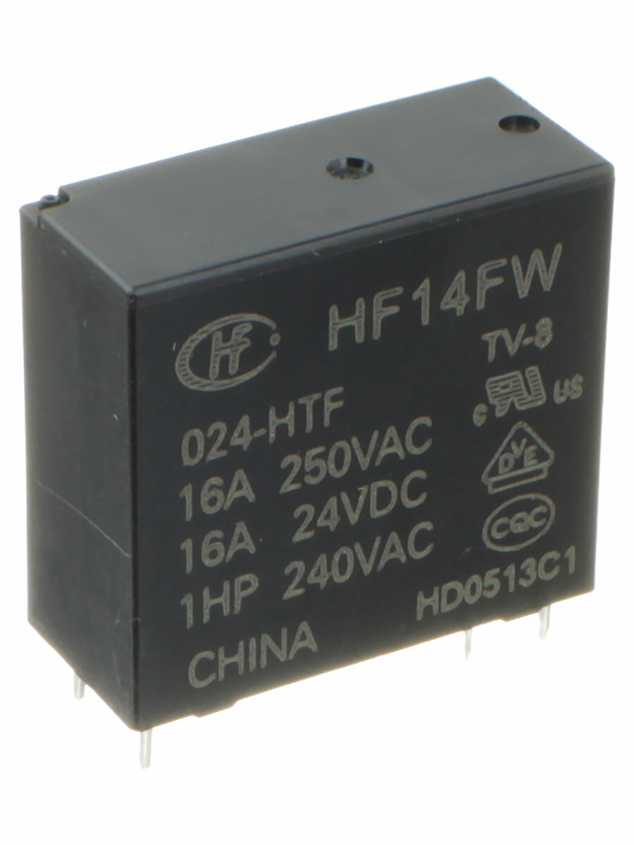 Реле 24В, 1 группа 16А 250В AC Hongfa HF14FW 024-HTF SPST-NO 1A