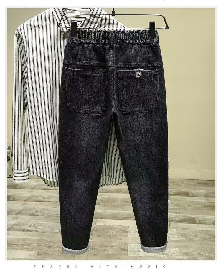 MON Мужские Джинсы Американские Винтаж Вышивка Карго Свободные Широкие Деним, Размер_3XL