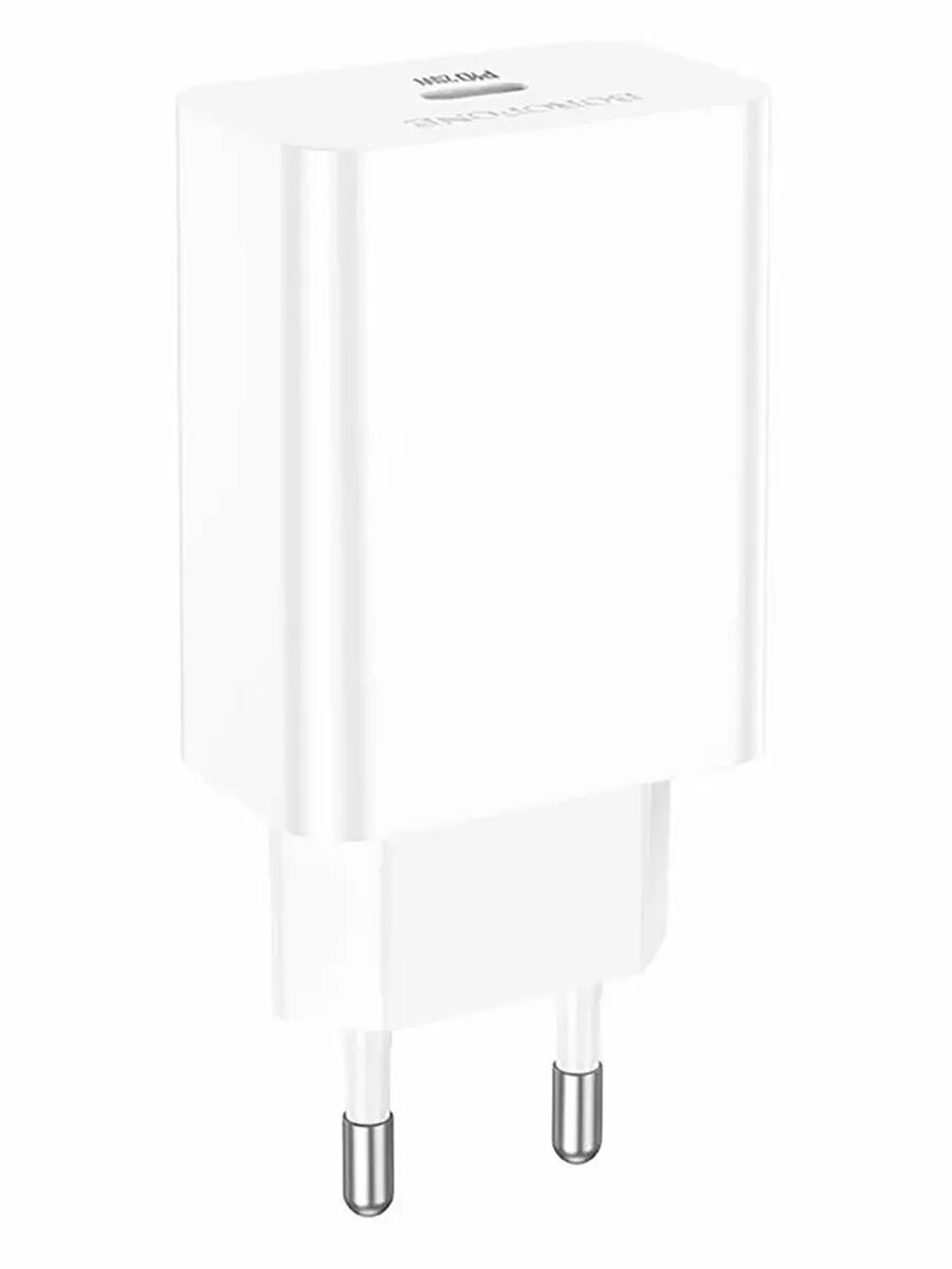 Сетевое зарядное устройство Borofone BA21A Pro, PD20W Type-C, цвет белый (быстрая зарядка для iPhone, Android)