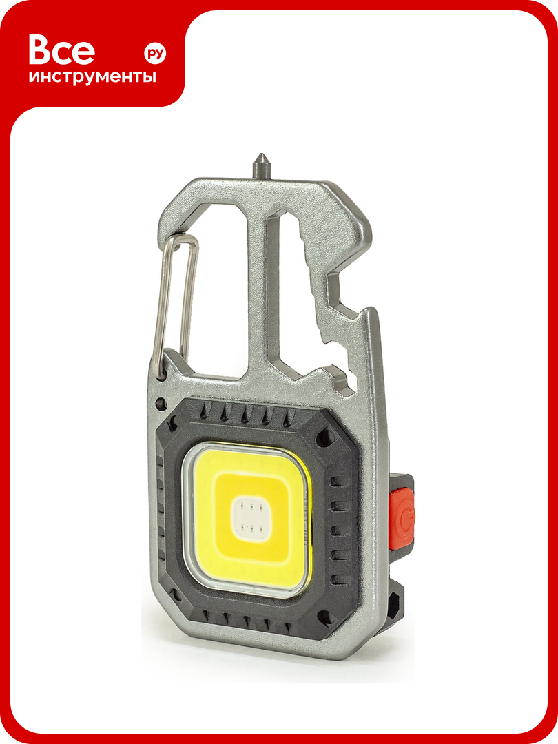Фонарь-мультитул яркий ЛУЧ KM-137 Муравей COB-брелок max600лм +red, 4 биты/гаеч. ключ, акк.400mАh 4606400106692