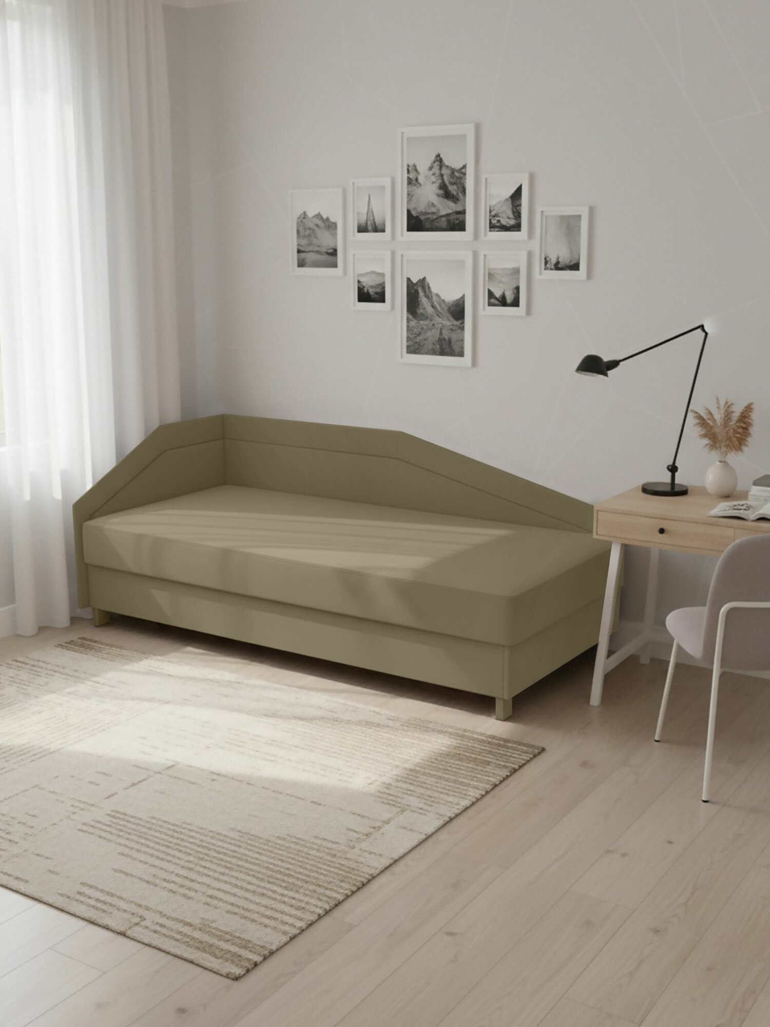 Тахта Стандарт Слева фокус- мебельная фабрика 124х200х71 см серо-коричневый