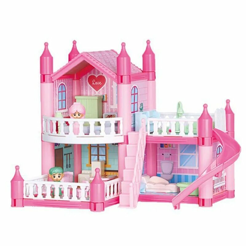 1/12 Кукольный Замок Вилла DIY Assembly House Принцесса Розовый набор игрушек