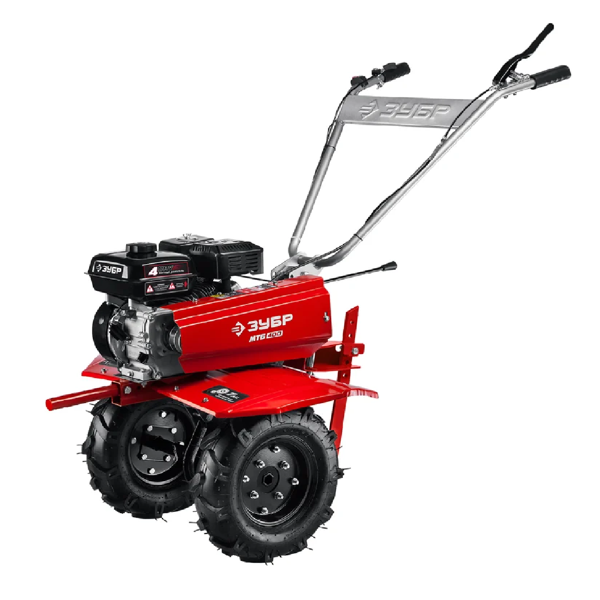 Мотоблок бензиновый ЗУБР МТБ-400, мощность 7 л. с. / 5.15 кВт, черный/красный