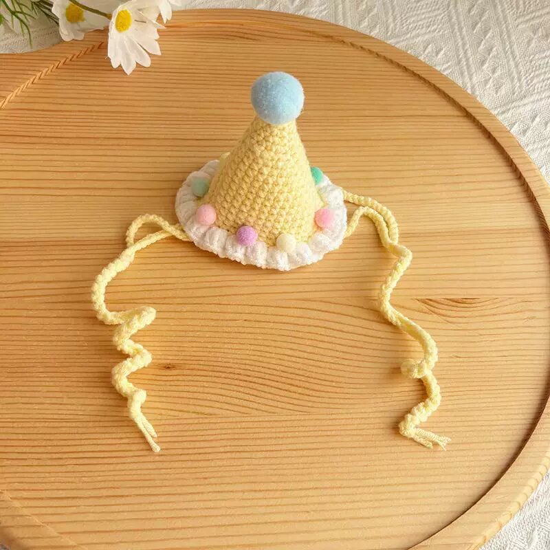 Желтая мороженое пет-день рождения шляпа для кошек и маленьких собак, праздничное украшение, размер универсальный