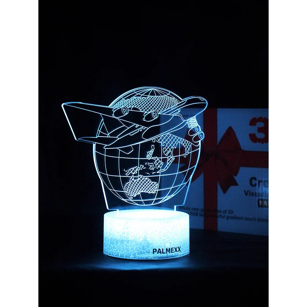 Светодиодный ночник PALMEXX 3d светильник led rgb 7 цветов (самолёт вокруг планеты) PX/LAMP-051