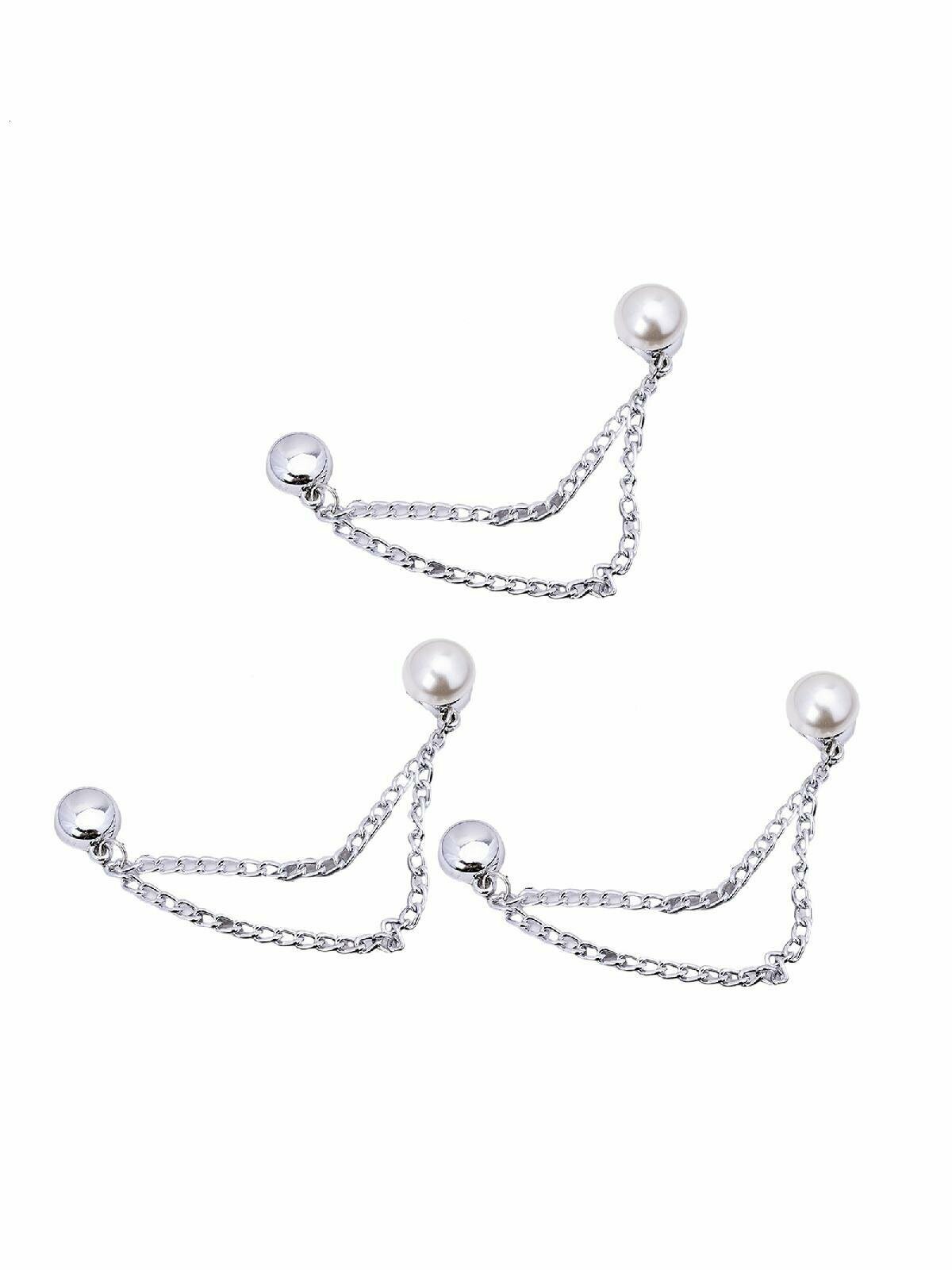 Магнитные брошь-зажимы «Сердце» с мишкой, Форма жемчуга