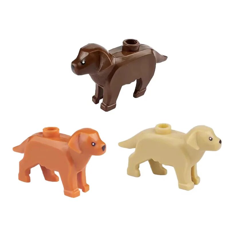 Лего собака 3PCS, коричневая, оранжевая, бежевая