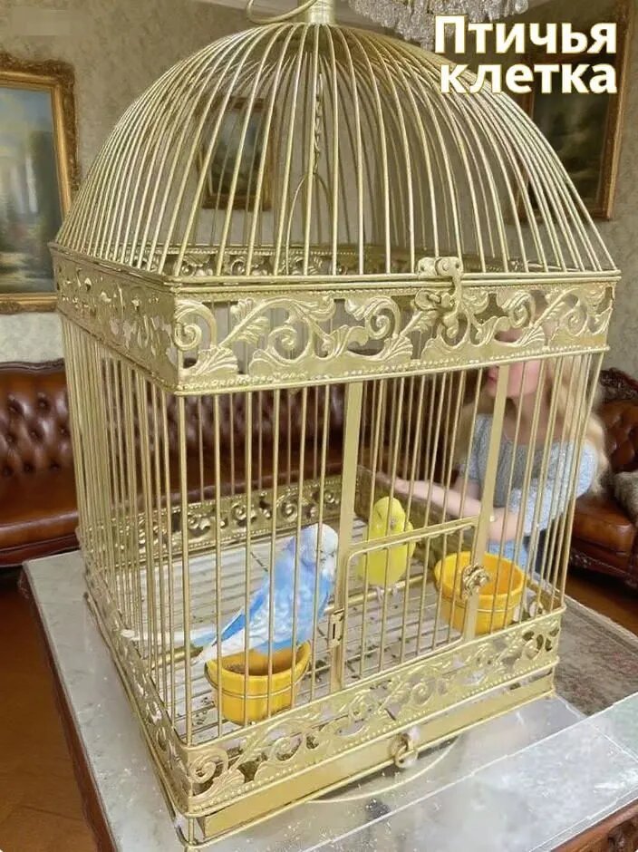 Ретро-клетка для попугаев из кованого железа в европейском стиле, большая роскошная металлическая клетка для птиц, декоративная клетка для птиц во внутреннем дворе, 45*45*75 см