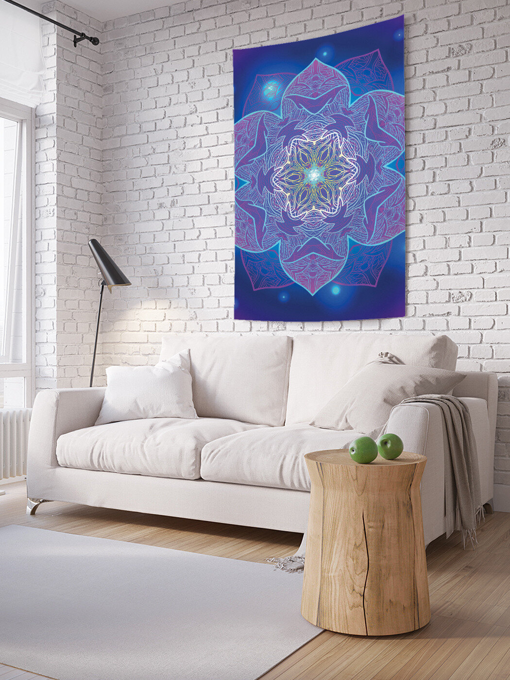 Фотопанно на стену тканевый вертикальный 150х200 "Ажурная мандала" , JoyArty