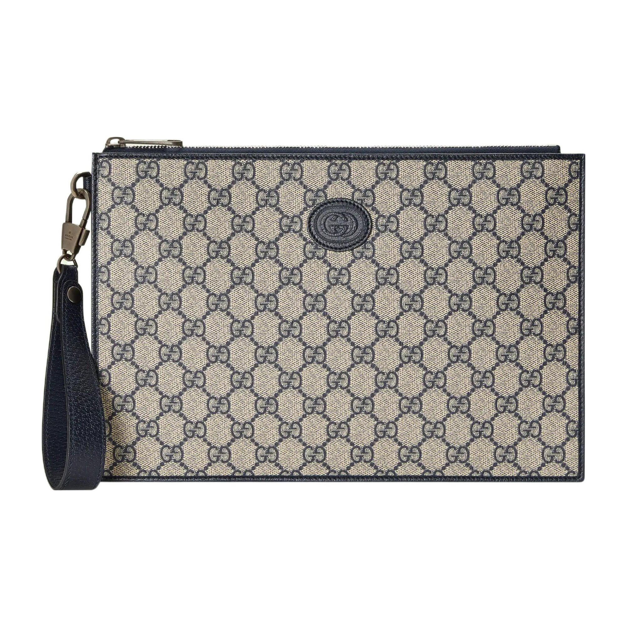 Сумка GUCCI, фактура плетеная, синий/черный — фото 1