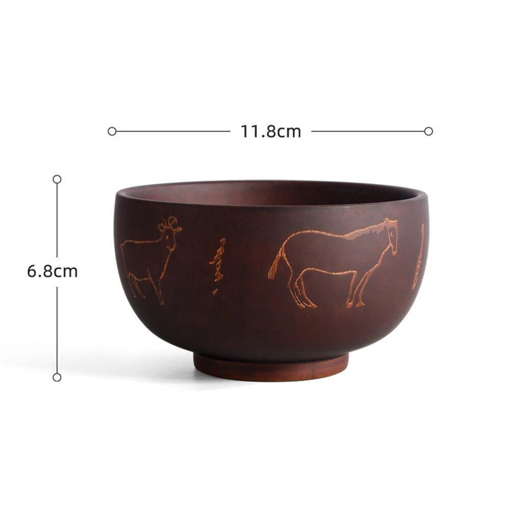 Деревянная миска для риса с рисунком Animals 11.8x6.8 см