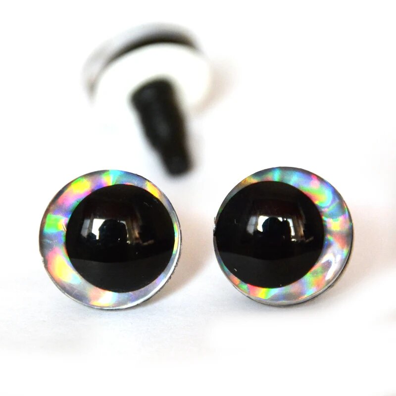 Аксессуары для кукол 3D блестящие глаза 20 шт. silver, 16mm