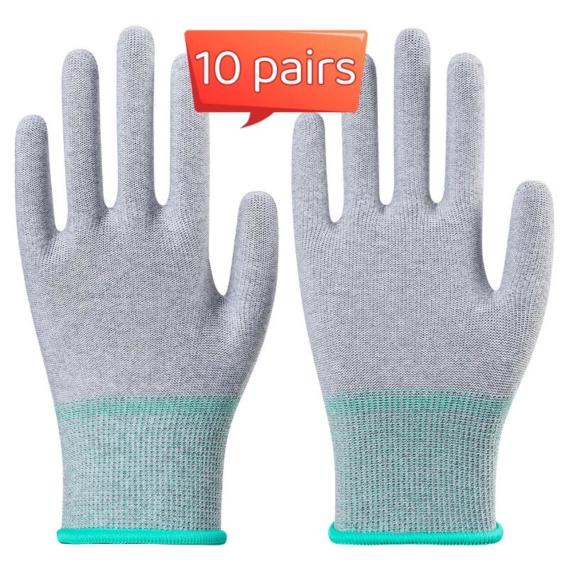 Перчатки рабочие антистатические, 10 пар, Голубой, M-code10pairs