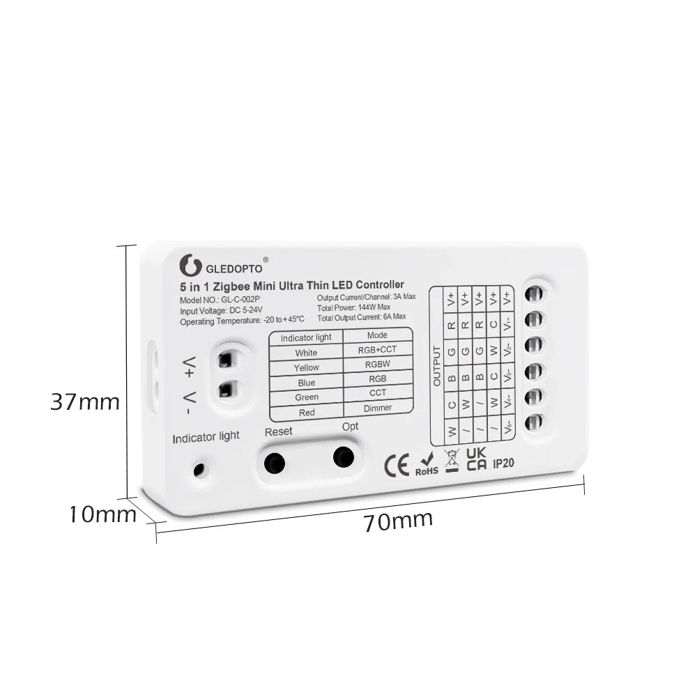 GLEDOPTO Smart DC5-24V Pro Mini 5-in-1 Zigbee RGBWW RGB-контроллер