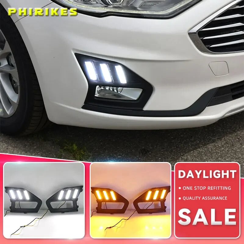 Для Ford Mondeo Fusion 2019-2020: Комплект из 2-х светодиодных дневных ходовых white yellow blue