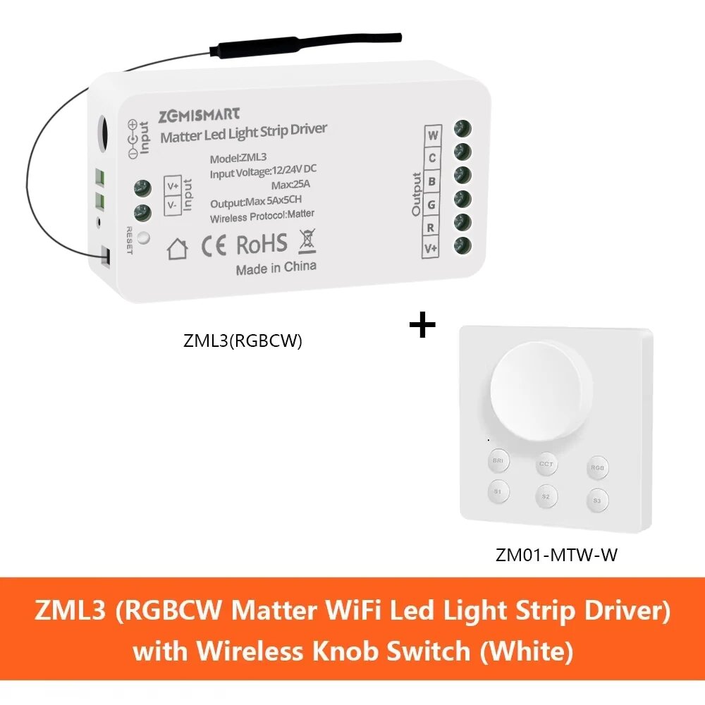 RGB-контроллер Matter WiFi Max 25A ZML3 (RGBCW) White
