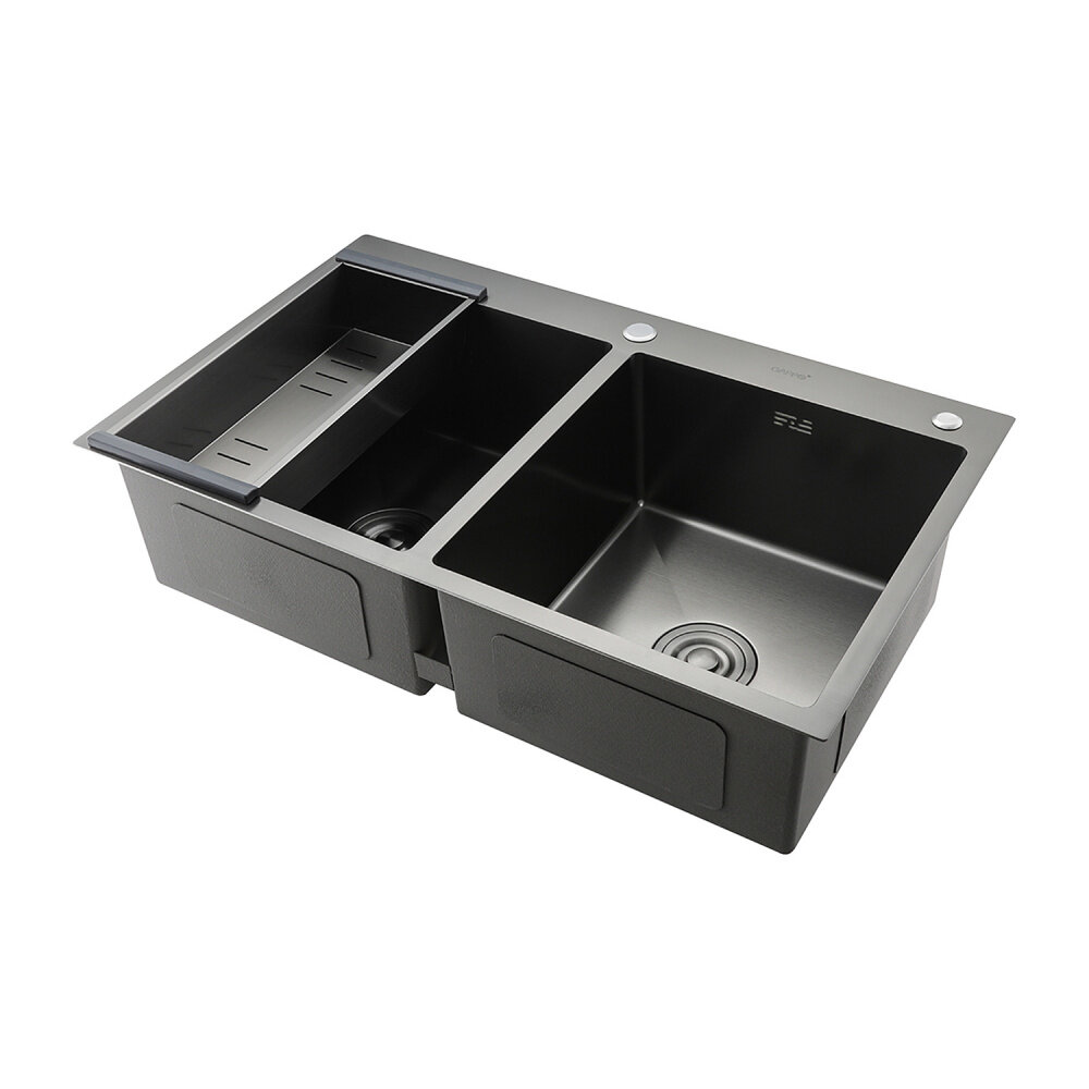 Кухонная мойка с коландером GAPPO GS8350-6, графит