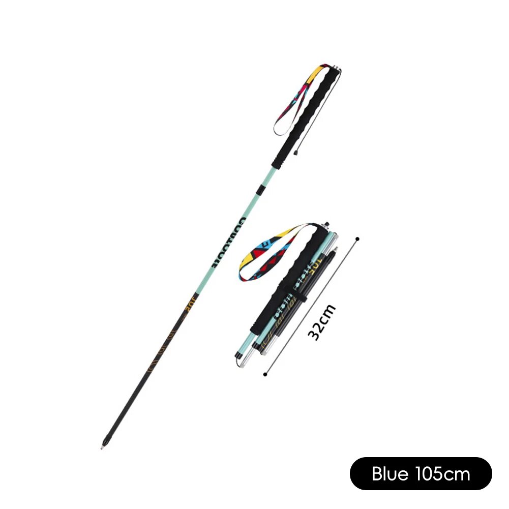 Складная треккинговая палка из углеродного волокна 105-125 см Blue 105cm