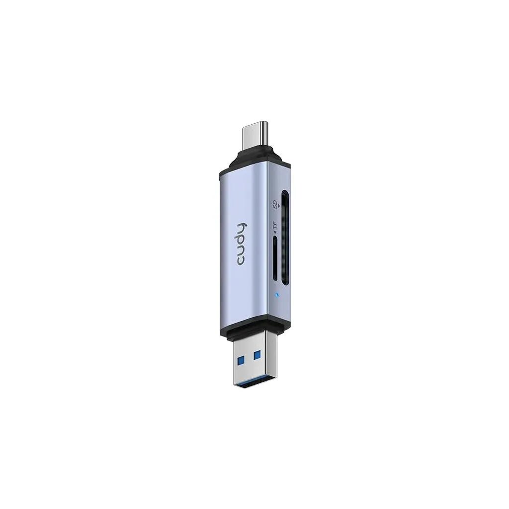 Картридер Cudy UH200, SD, TF, USB-A 3.0 + USB-C 3.1, серебристый