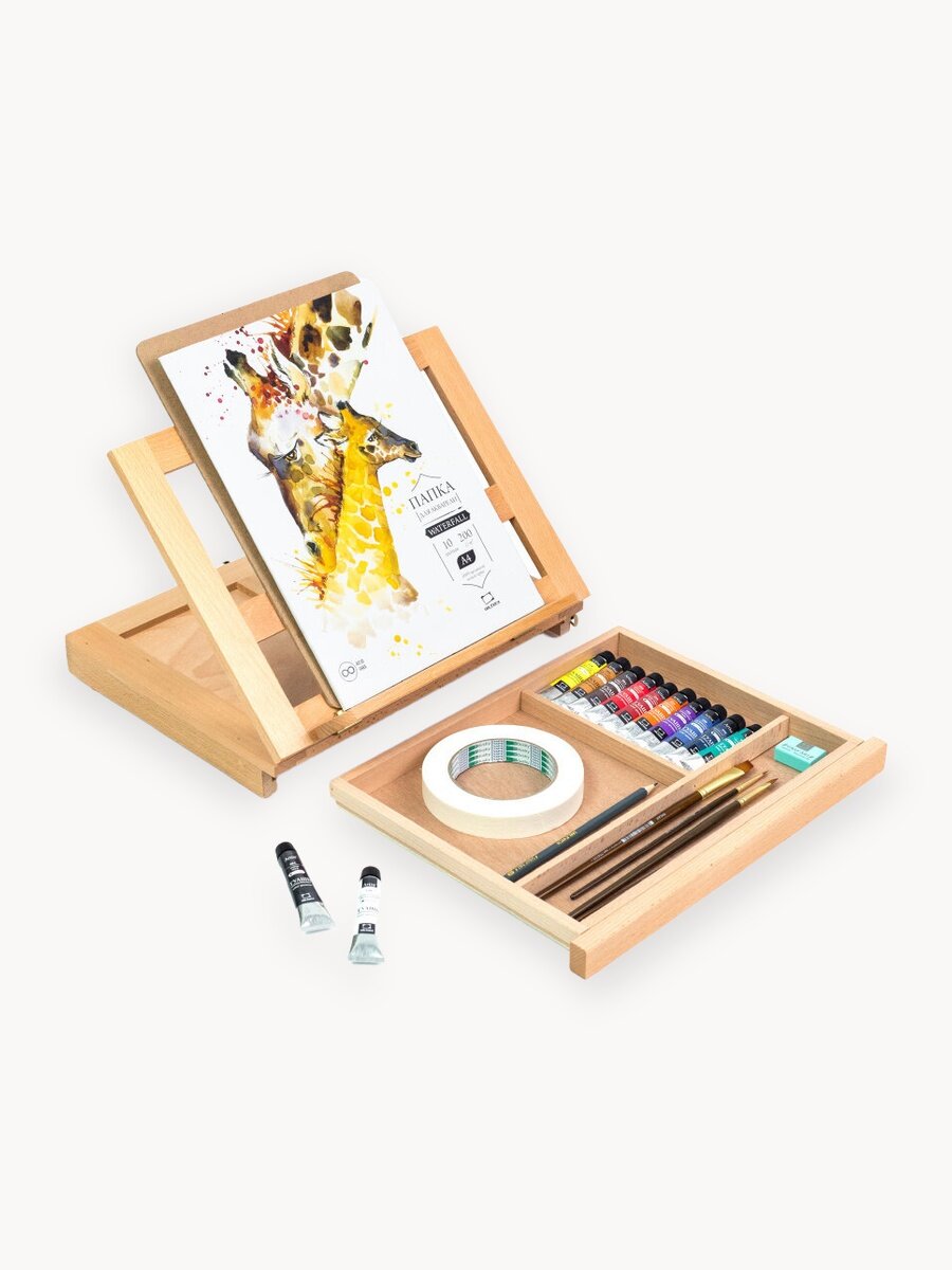 Стартовый набор Малевичъ для рисования гуашью , с мольбертом