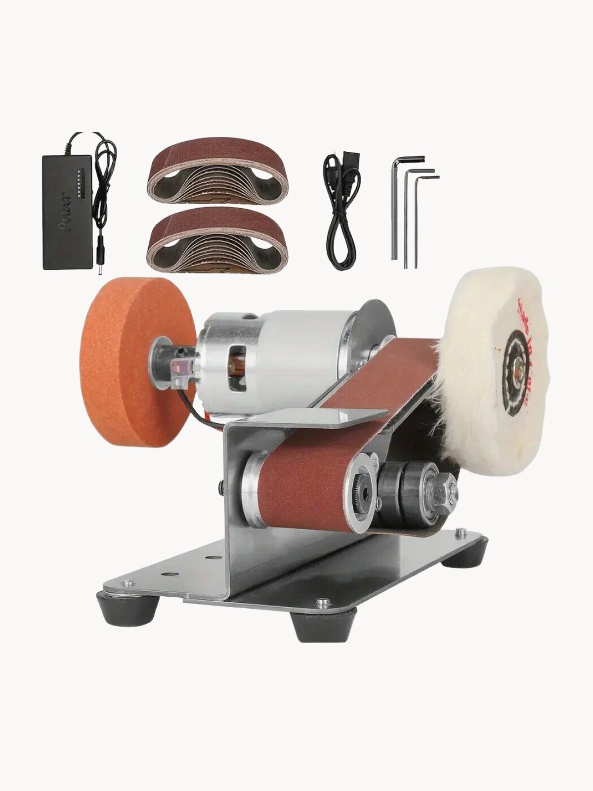 Ленточно шлифовальный станок гриндер для шлифовки деталей, полировки, и заточки Ficha