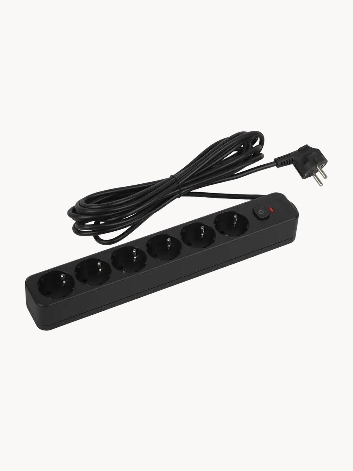 Сетевой фильтр Intro SFE650-B с базовой защитой с заземлением с выключателем 6 розеток 5м 10А черный, удлинитель сетевой 5 м