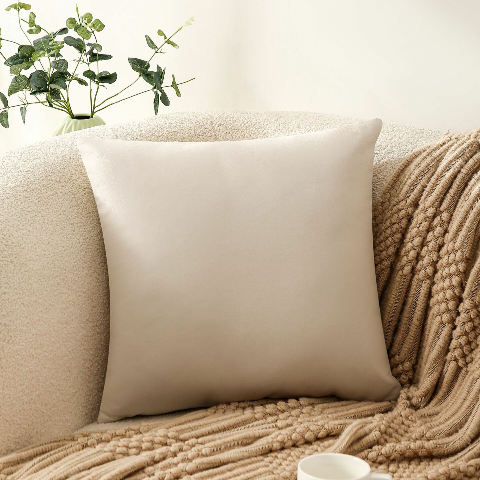 Легкая роскошная кожаная подушка, ретро модель подушки, современная однотонная подушка с пэчворком, простая кожаная подушка