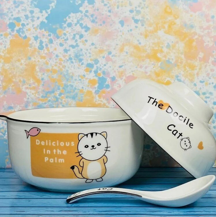 Набор салатник 850мл, салатник/крышка 470мл и ложка Фарфор 315-061 118-315-061