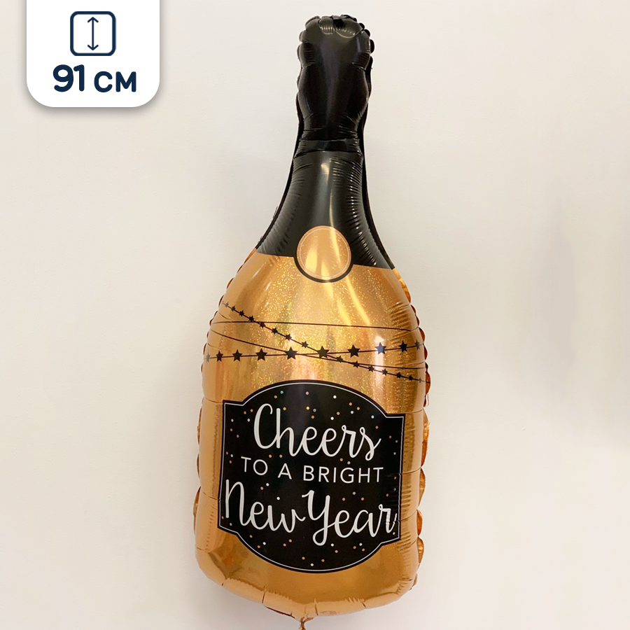 Воздушный шар Betallic фигура CHEERS NEW YEAR Бутылка шампанского, 91 см