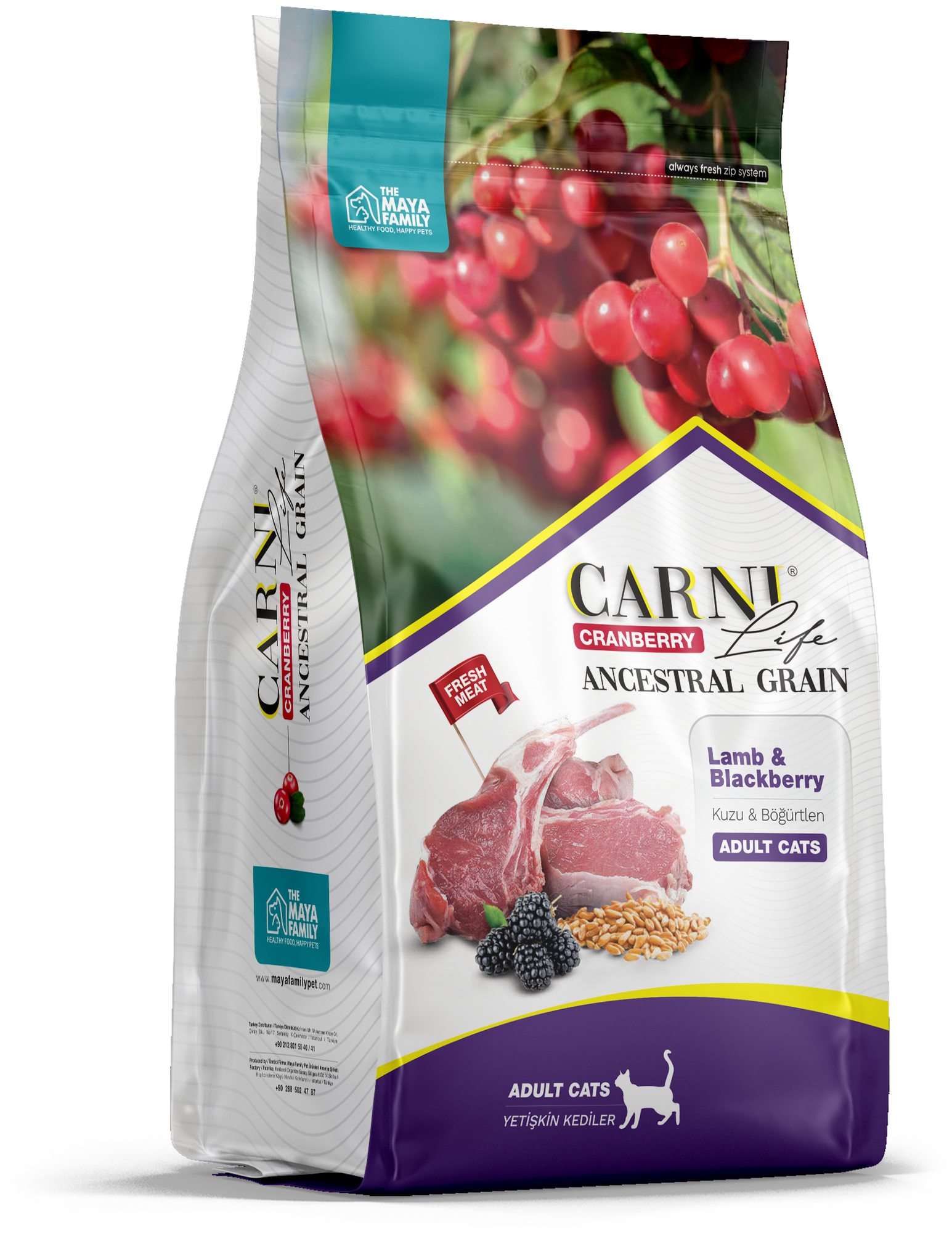 (срок до 12.03.2026)Сухой корм для кошек Carni Life Adult , низкозерновой, ягненок с ежевикой и клюквой 1,5 кг