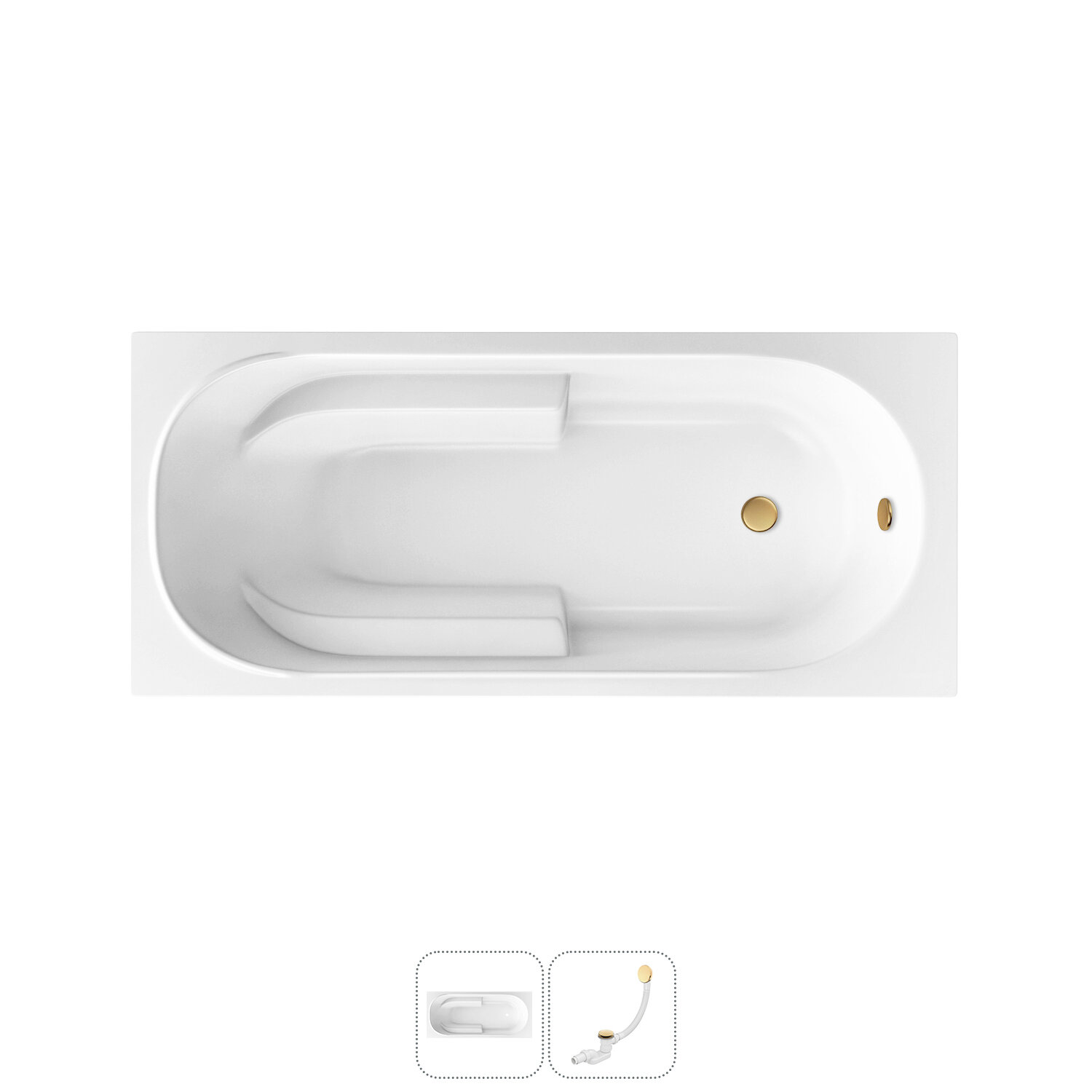 Акриловая ванна 160x75 Lavinia Boho Bristol 202010868 в наборе 2 в 1: прямоугольная ванна 160 x 75 см, слив-перелив