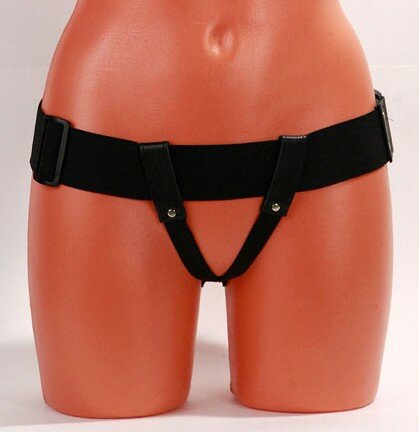 Трусики для поддержки безремневого страпона БДСМ Арсенал чёрные из ткани и кожи
