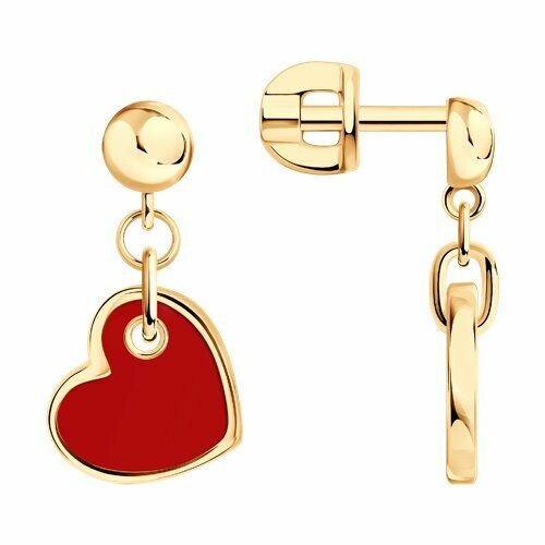 Серьги пусеты, серебро, 925 проба, золочение, эмаль
