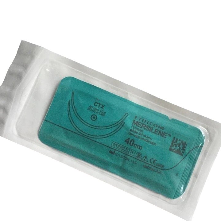 Мерсиленовая хирургическая нить Ethicon, 5мм, 40 см, стерилизованная, 2 иглы