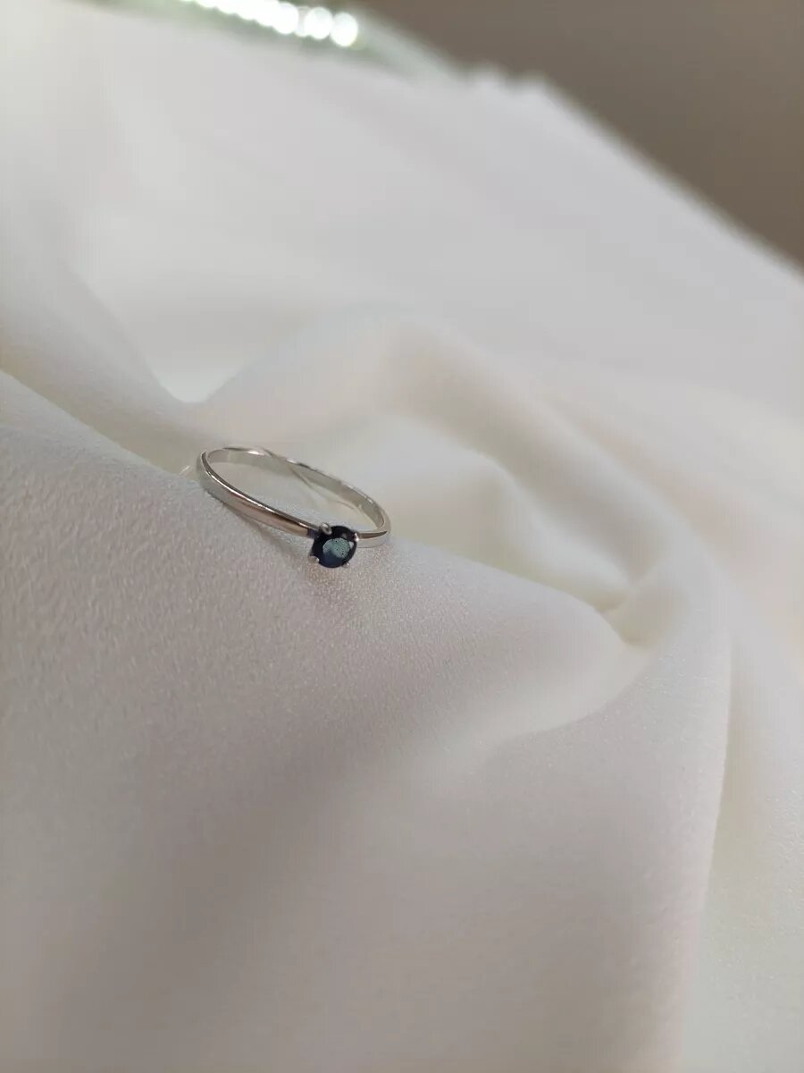 Кольцо помолвочное, серебро, 925 проба, родирование, сапфир