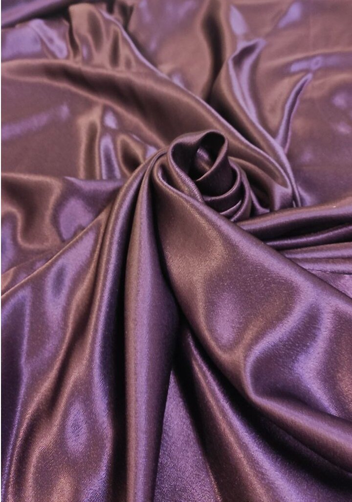 Ткань плательная креп-сатин "Баклажан", глянцевая, ширина 1,5 м, отрез 1 м