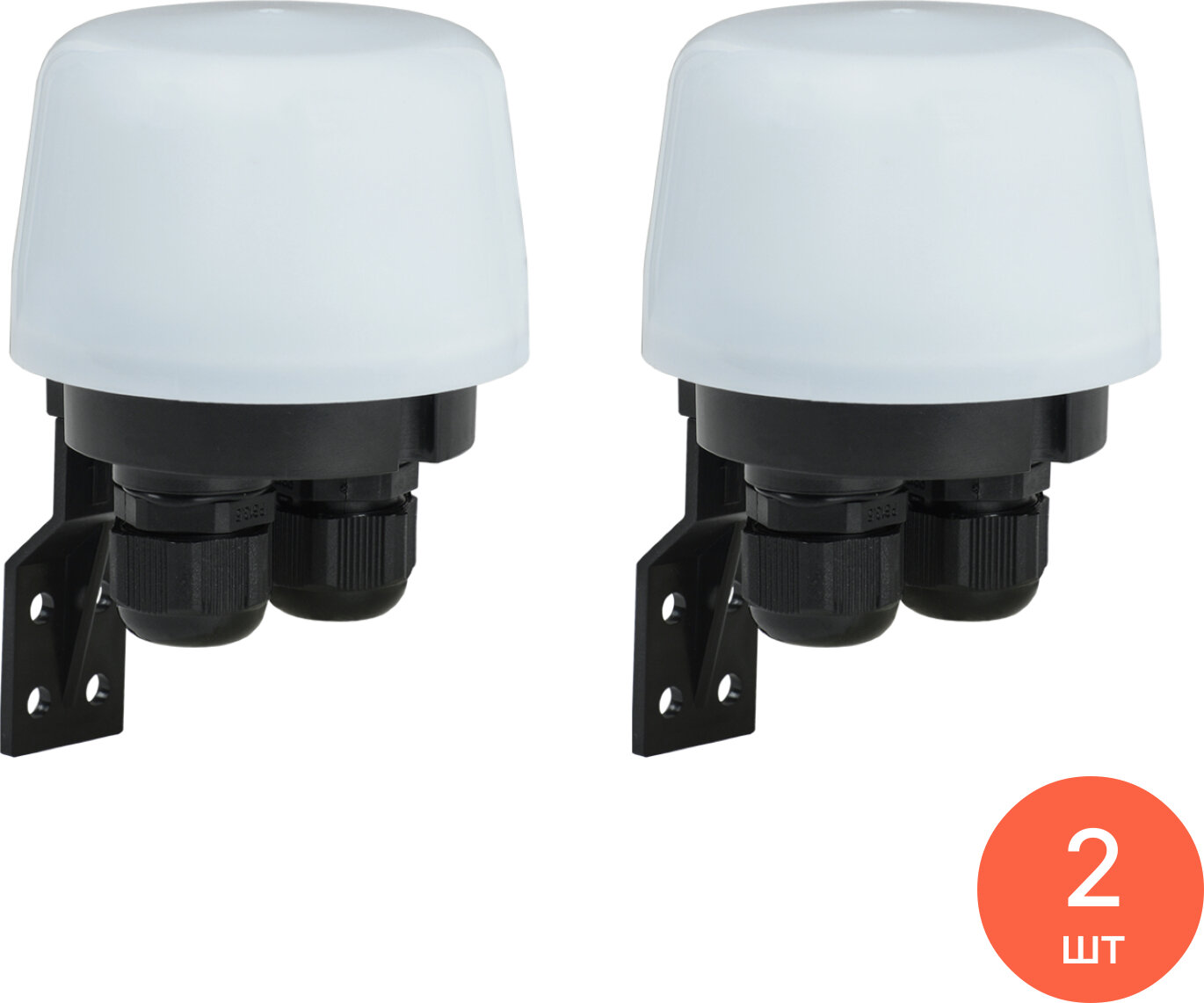 Фотореле IEK / ИЭК ФР 603 для уличного освещения, в пластиковом корпусе, белый, 117×78×86мм, 230В, 2200ВА, 10А, IP66 / электрика (комплект из 2 шт)