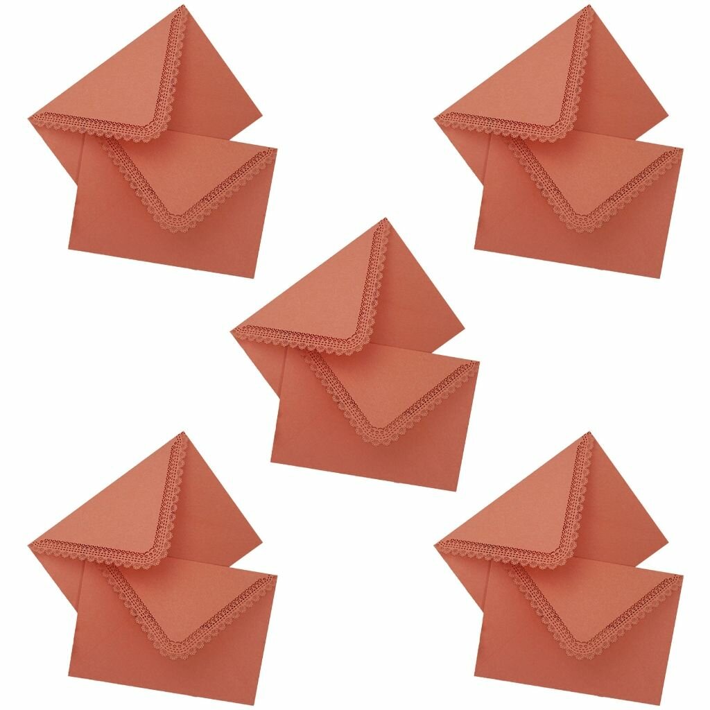 1 упаковка из 10 треугольных конвертов с резным кружевом-кораллово-красный