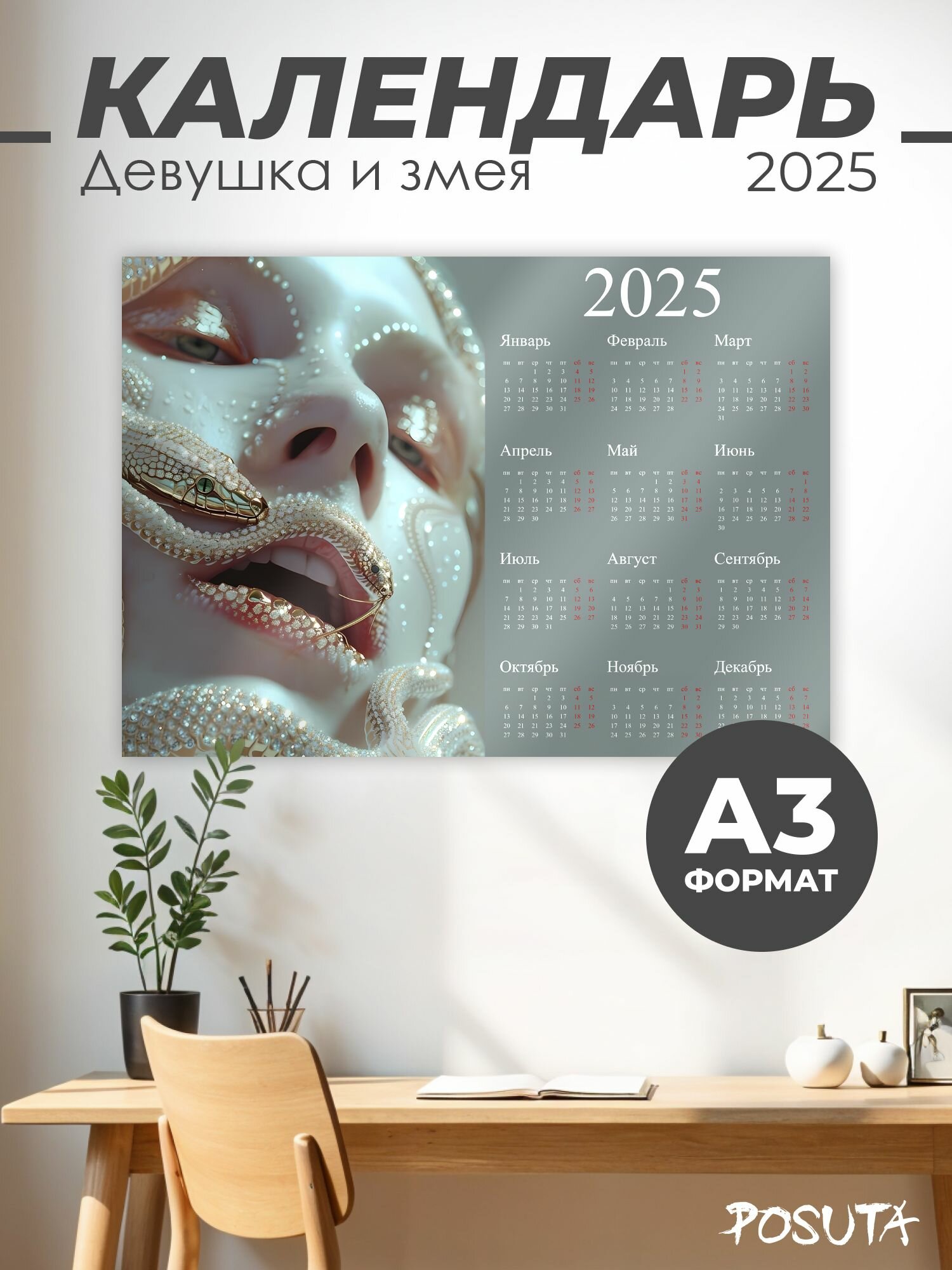 Календарь настенный 2025 год Змея