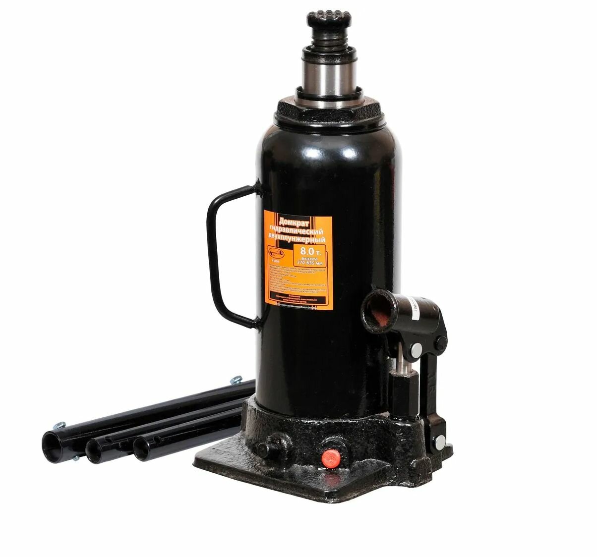 Гидравлический 2-х плунжерный домкрат автомобильный 8т. 156-356 мм 43108