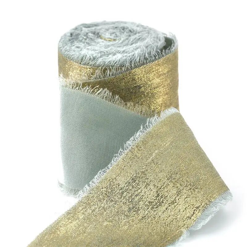 Золотая блестящая лента из полиэстера 5 ярдов 8