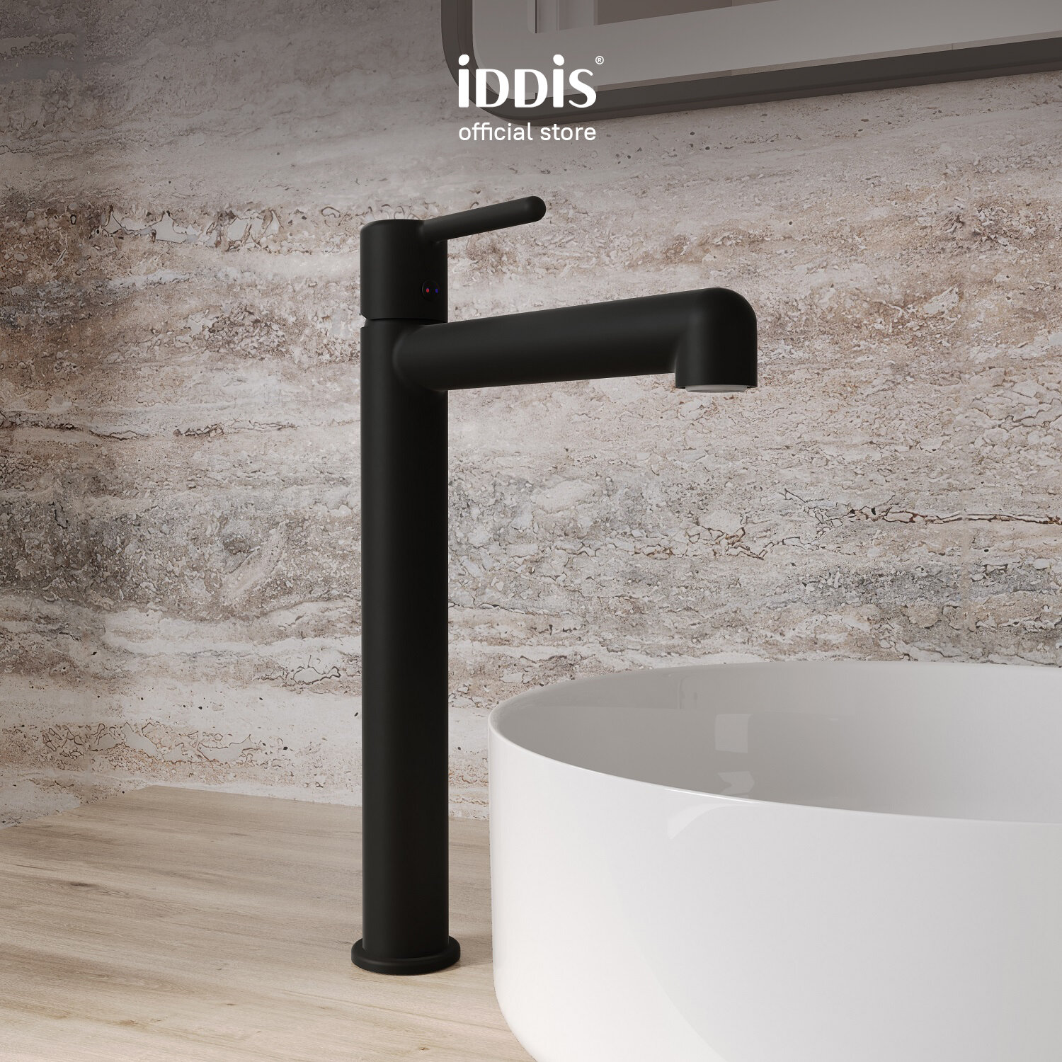 Cмеситель для раковины и умывальника IDDIS Aiger AIGBL01i01 настольный черный матовый