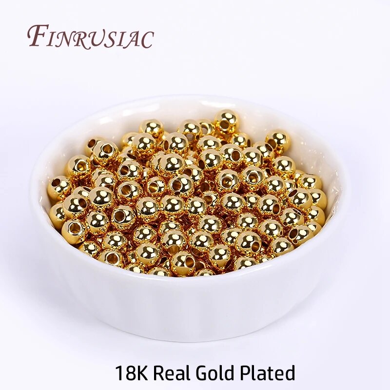 Золотые позолоченные распределители бусин FINRUSIAC 100 шт 2-6 мм 4mm- 50 pcs, 18K Real Gold Plated