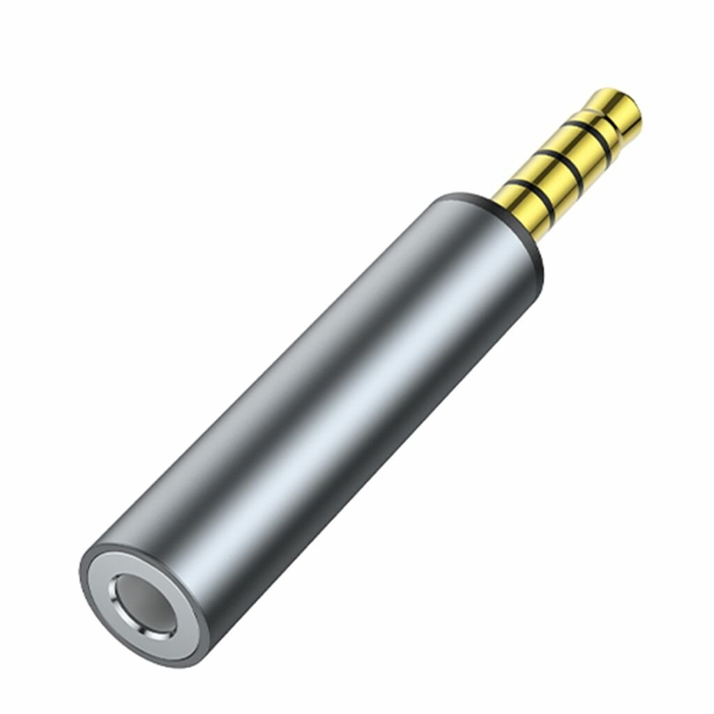 Аудиоадаптер 3,5 мм, 4 секции-серый-прямая головка от мужчины к женщине