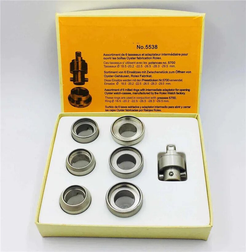 6 различных патронов Pro открывалка для задней крышки чехол для удаления 5538 закрывающий ключ водонепроницаемый ремонтный инструмент для часов Rolex Tudor