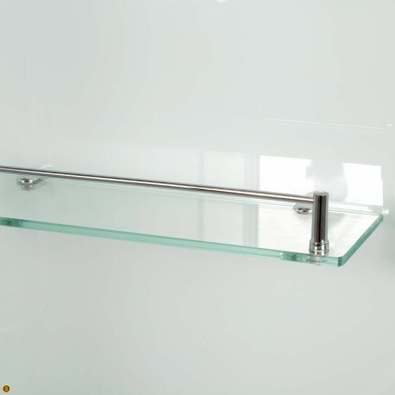 Полка для душевой кабины, стеклянная с бортиком и крепежом к стене, толщина стекла 8 мм, крепление и бортик хромированные глянцевые, однорядная 1 ярусная, производитель EFLIT, арт. 1019025000