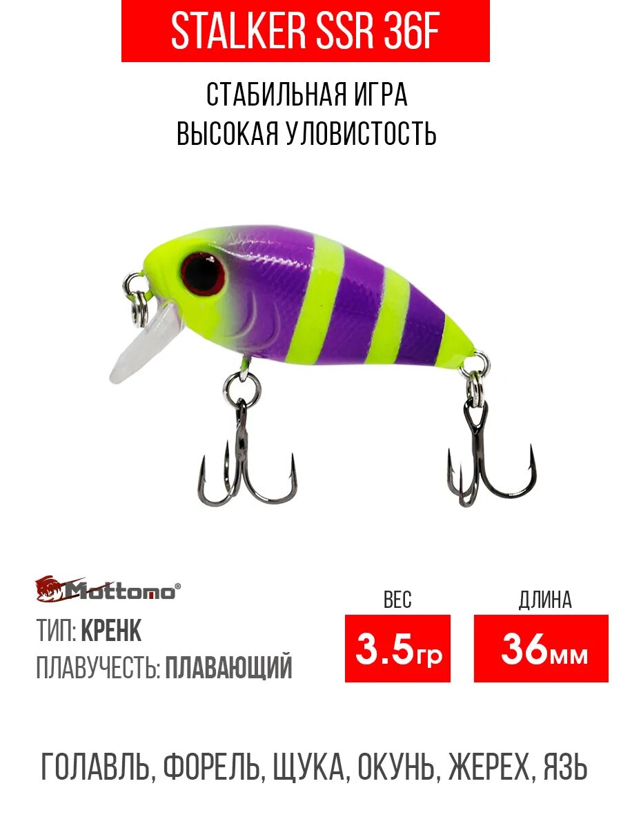 Воблер для рыбалки Stalker SSR 36F кренк на щуку, окуня, язя
