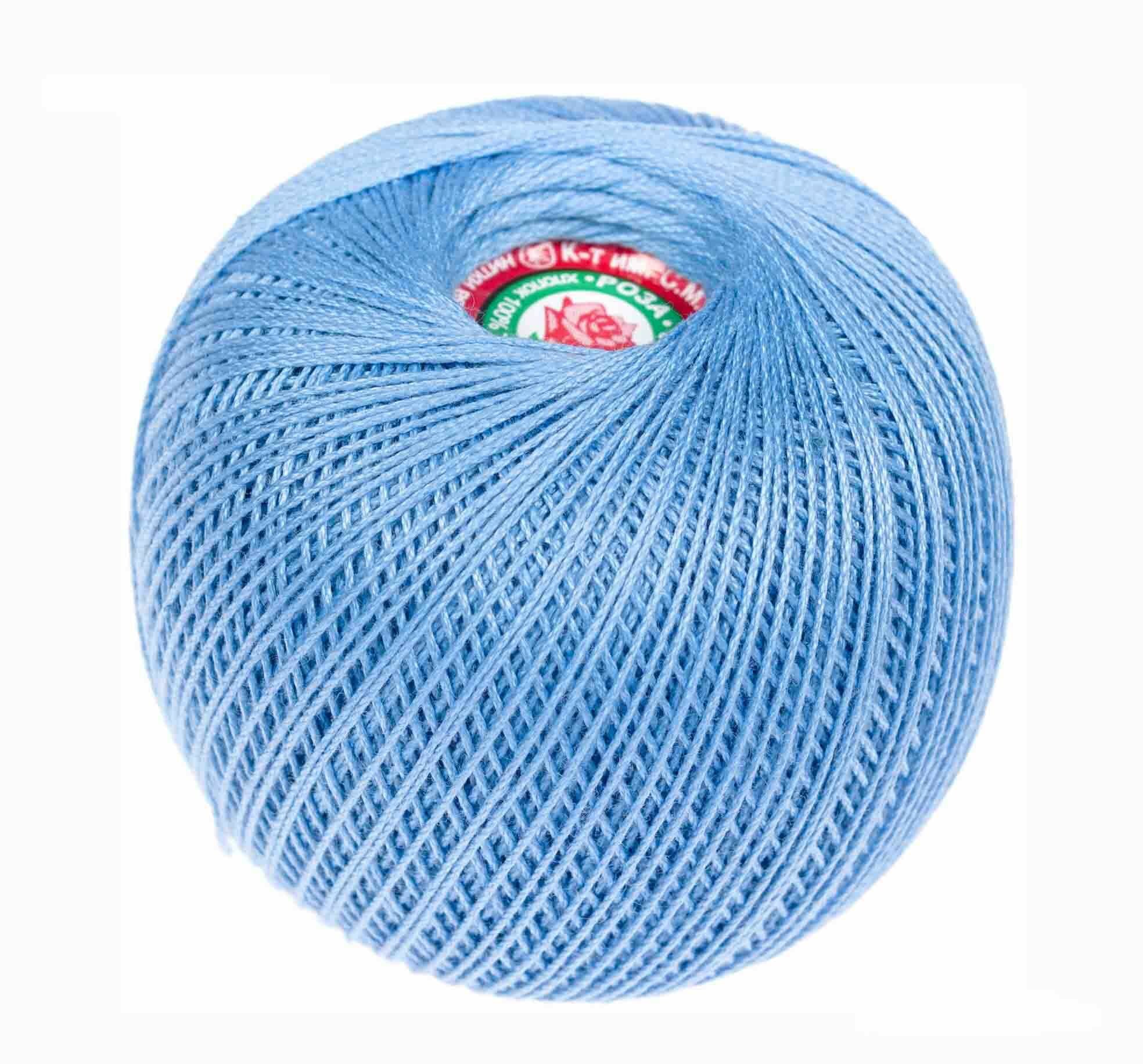 Пряжа для вязания ПНК им. Кирова Роза 2706 голубой 50 гр/330 м 100% мерсеризованный хлопок