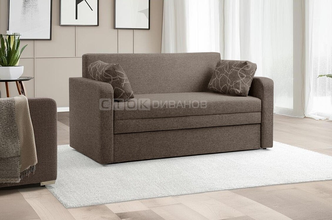 Диван Сток Диванов Соло Toffee toffee 155 см, механизм выкатной, с ящиком для хранения